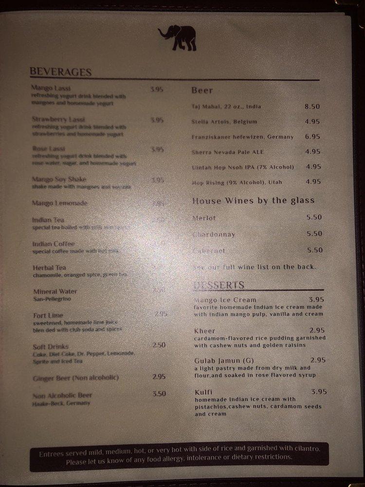 Menu at Red Fort Cuisine Of India restaurant, St. George