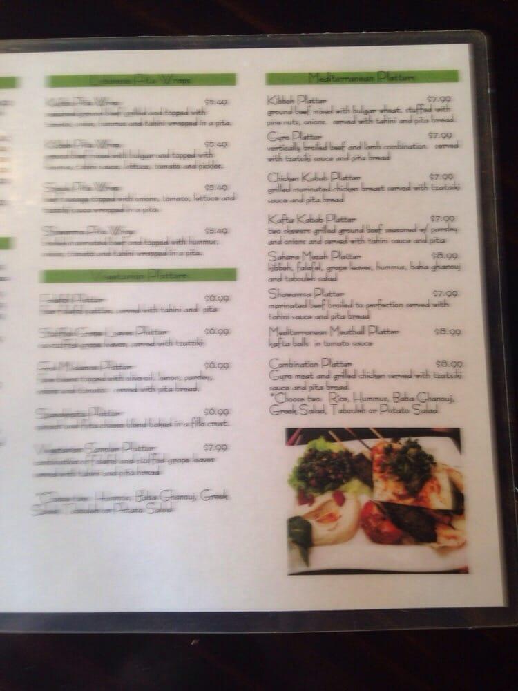 Menu at Sahara Cafe & Mediterranean Foods, Sarasota