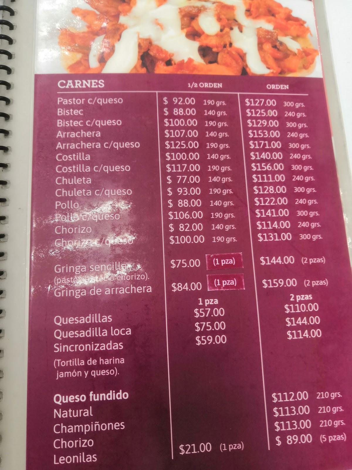 Carta del restaurante Tacos Los Tarascos La Cima, Zapopan, Lat. Juan ...