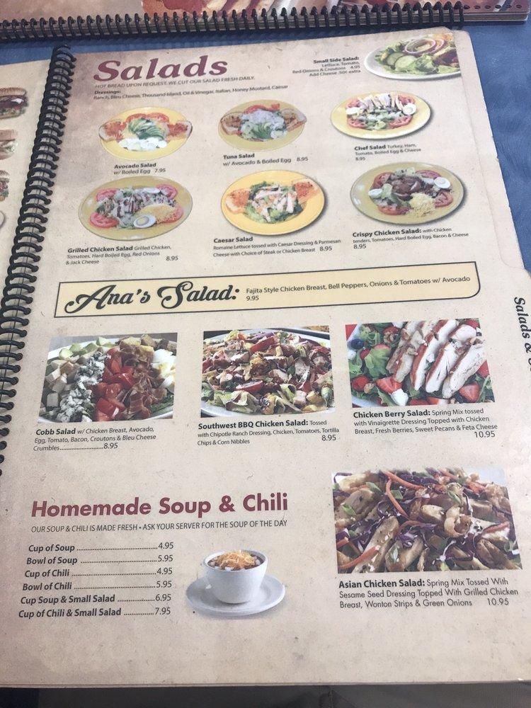 Menu at Brandon's Diner restaurant, Riverside, Indiana Ave