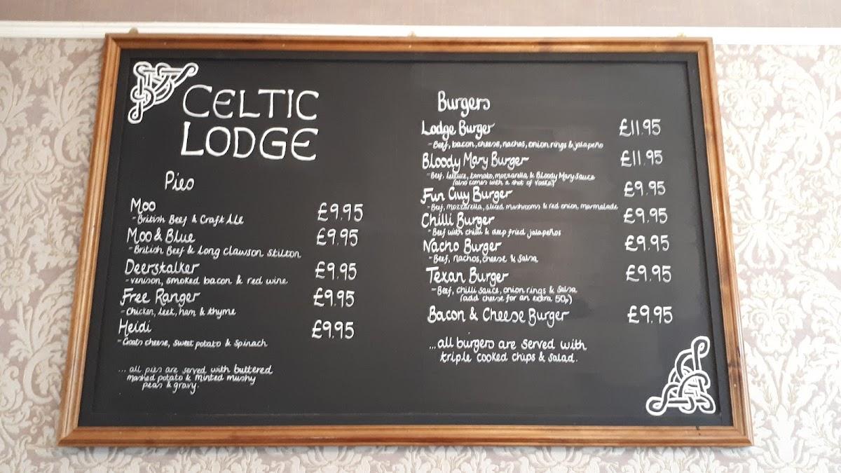 Menu at Celtic Lodge restaurant, Neath