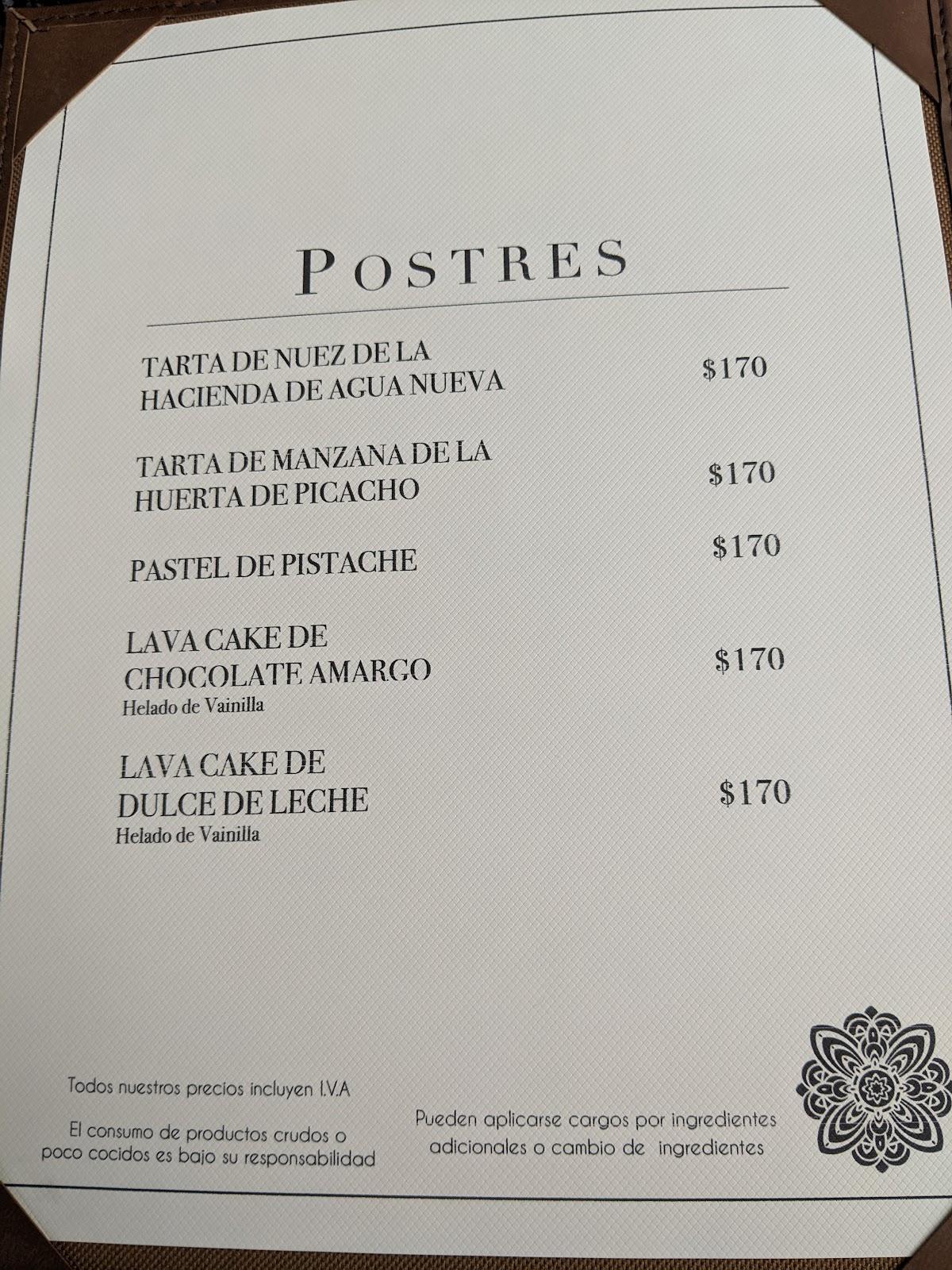Carta de El Poeta Restaurante, Chihuahua