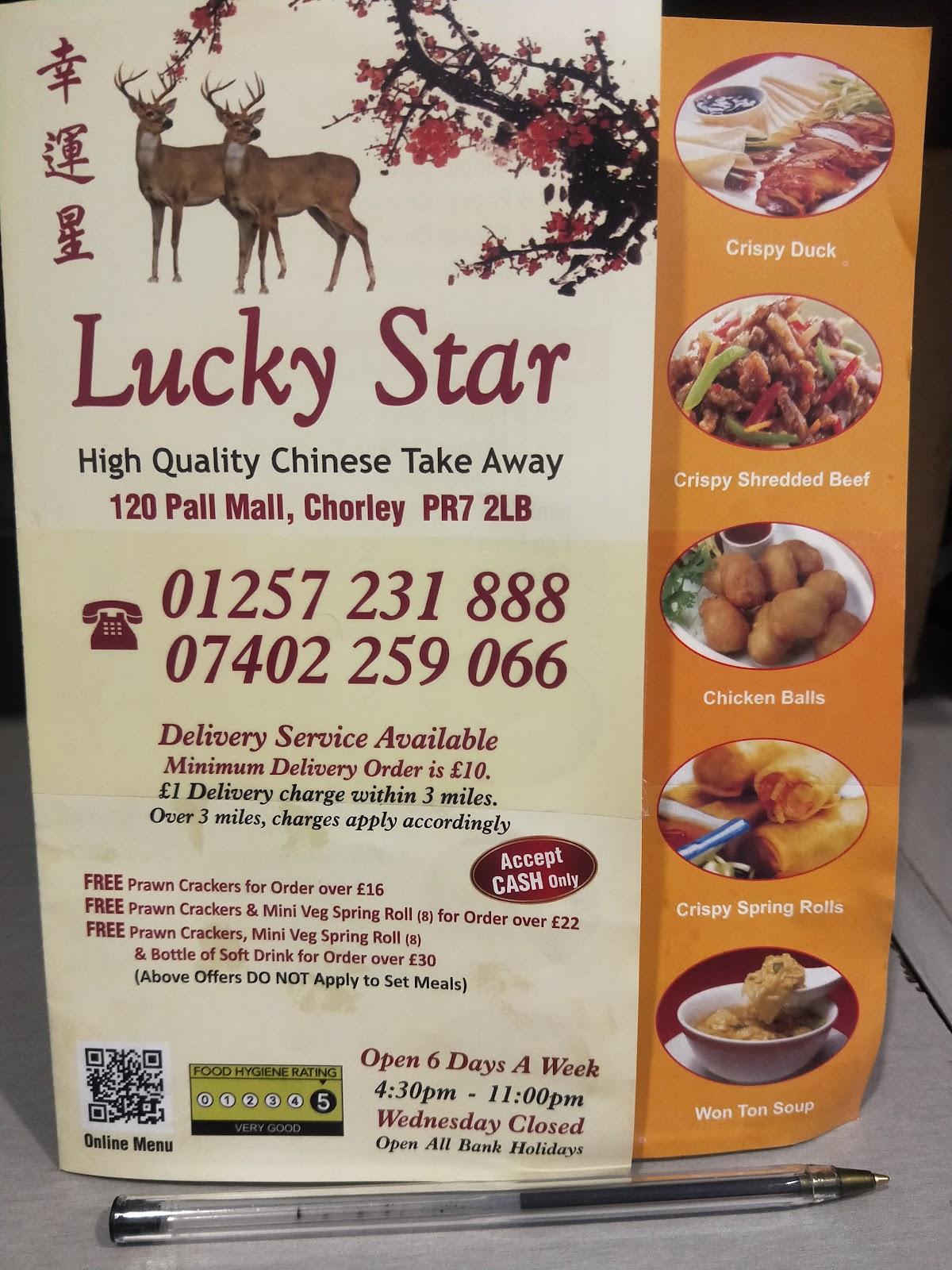Menu at Lucky Star Chinese Take Away fast food, Chorley