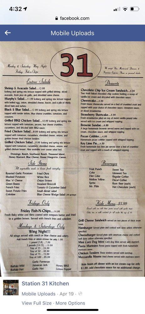 Menu at Station 31 Kitchen pub & bar, Chelsea