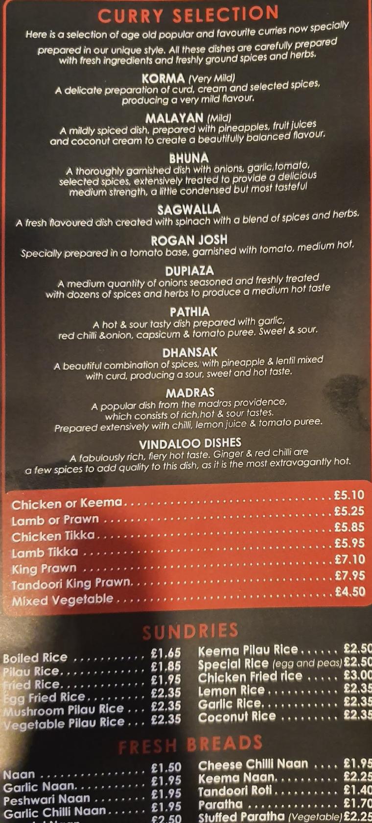 Menu at The Indian eatery restaurant, Birmingham