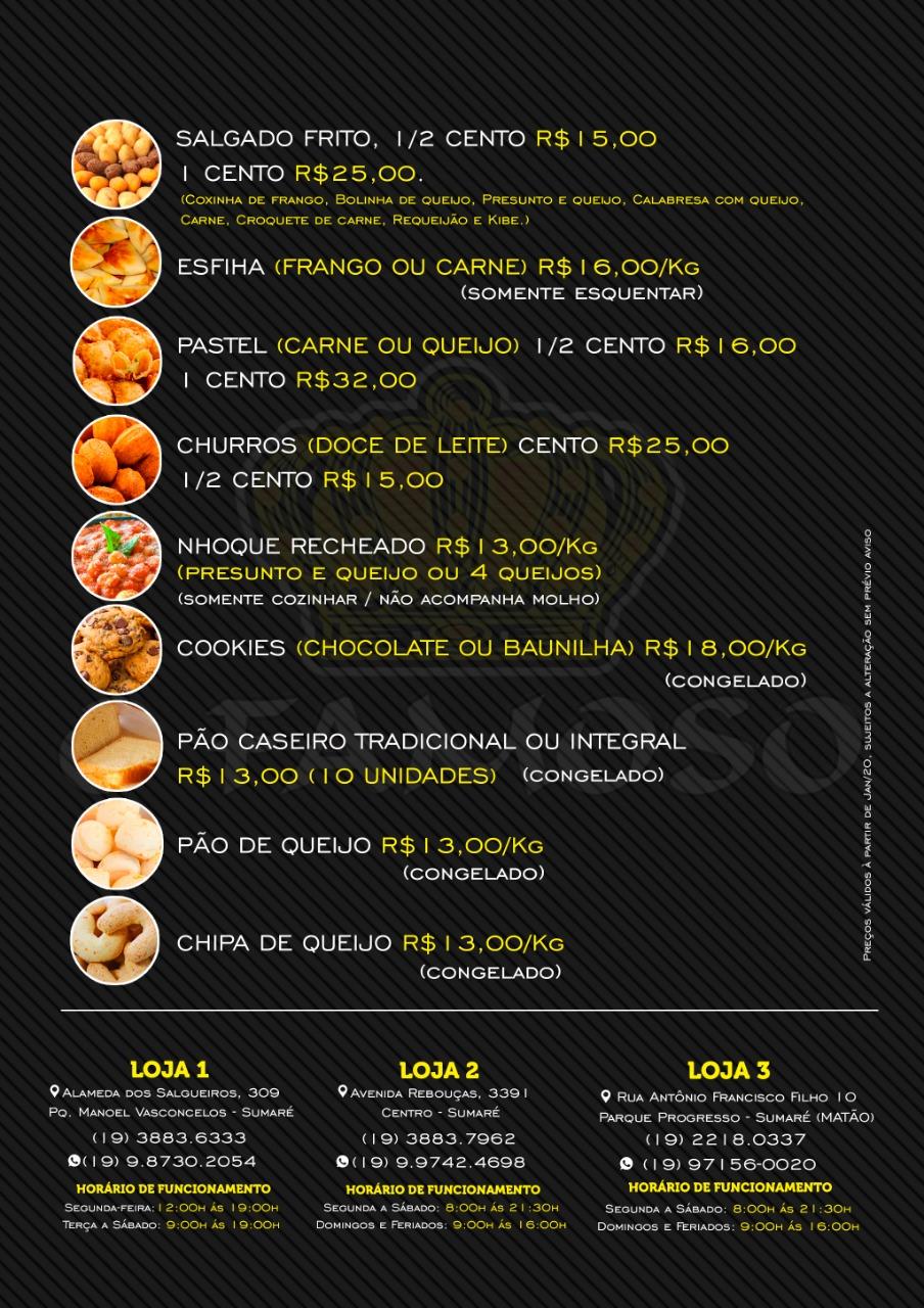 Menu em O Famoso - Rebouças - Salgados, massas e doces restaurante, Sumaré