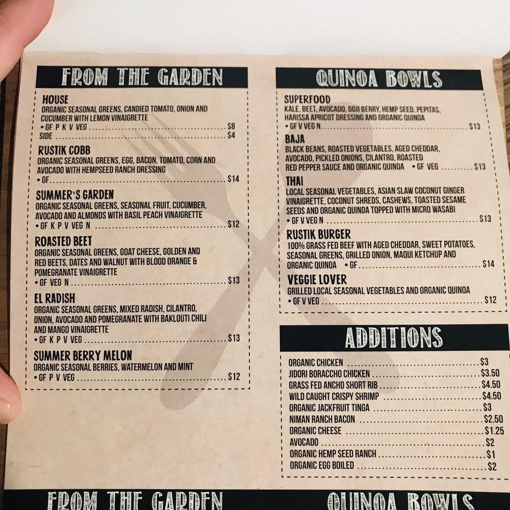 Menu at The Rustik Fork restaurant, Riverside