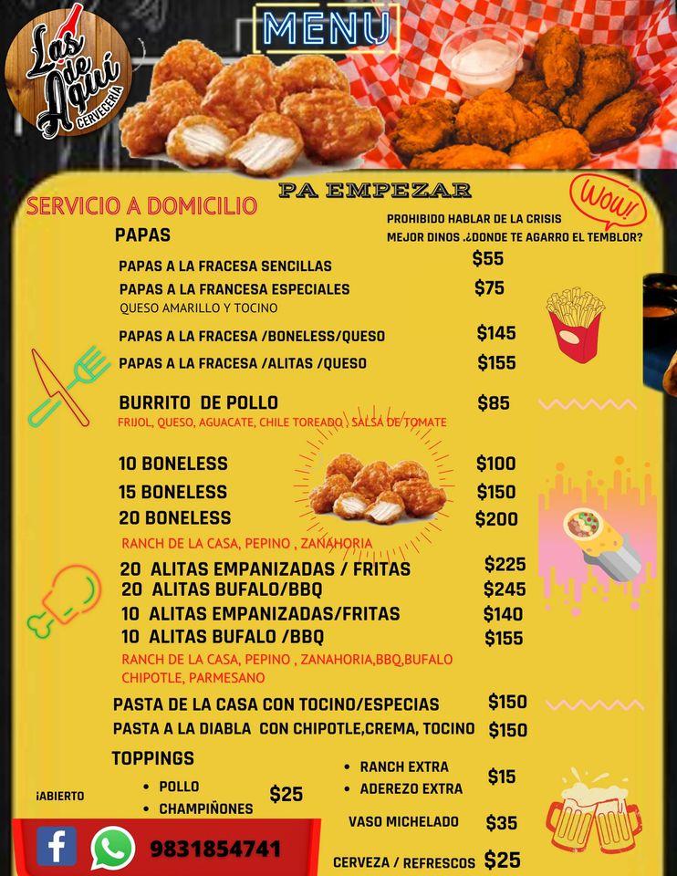 Menu at Las De Aqui restaurant, Chetumal