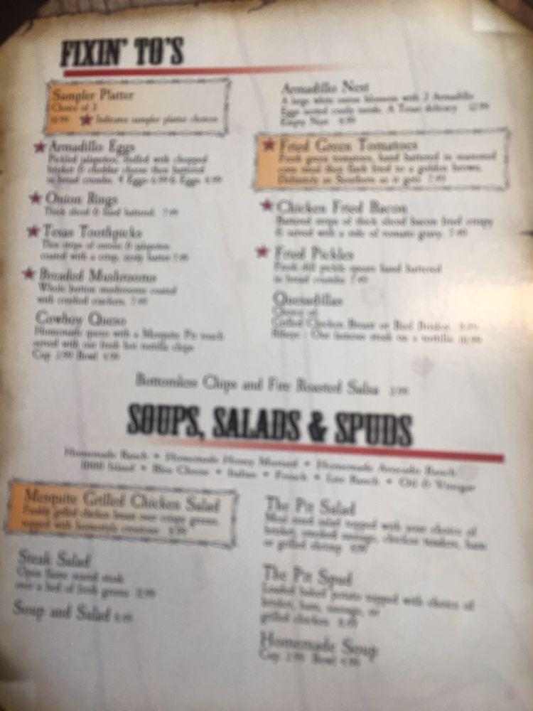 Menu at Mesquite Pit Steaks and Bar B Q, Granbury