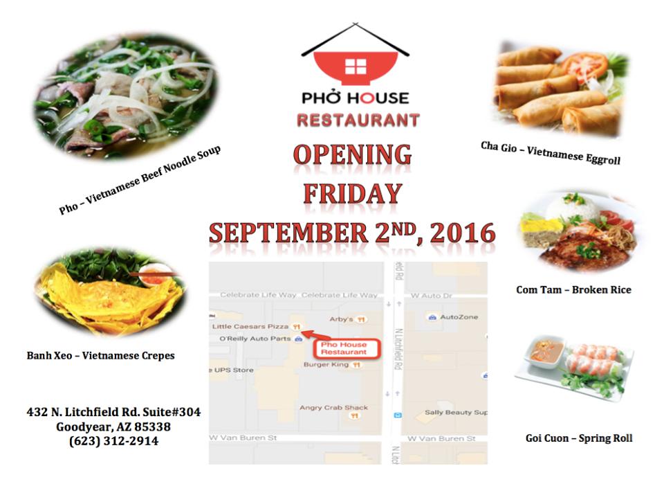 Menu at Phở House Restaurant, Goodyear, 432 N Litchfield Rd #304