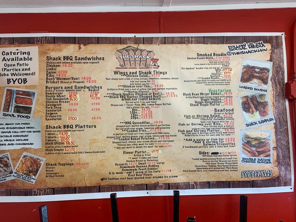 Menu at The Shack BBQ, Houston, Reed Rd