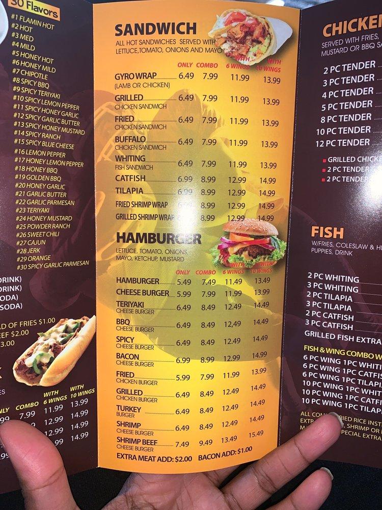 Menu at Touchdown Wings at Duluth restaurant, Duluth