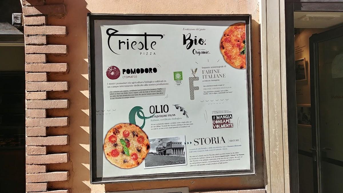 Menu at Trieste Pizza pizzeria, Rome