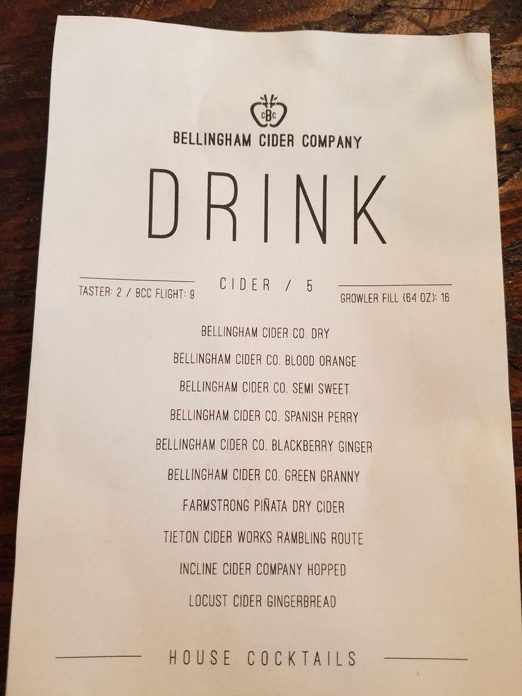 Menu at Bellingham Cider Company pub & bar, Bellingham