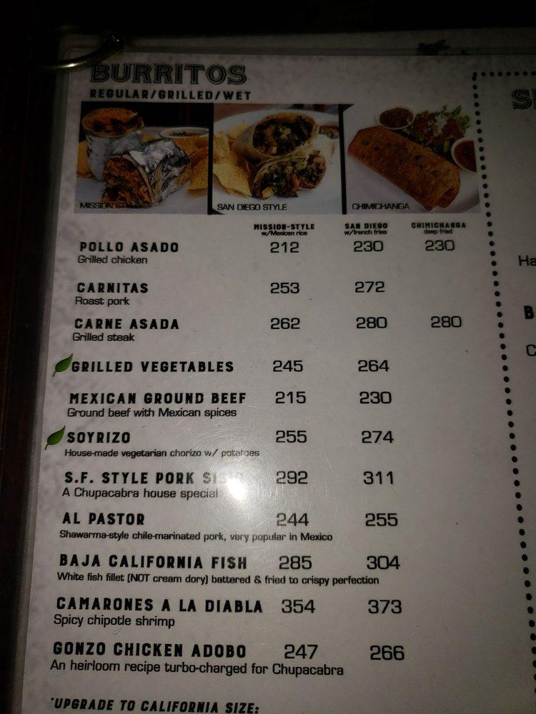 Menu at El Chupacabra pub & bar, Makati