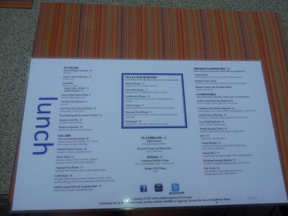 Menu at Sea Level Restaurant, Fort Lauderdale