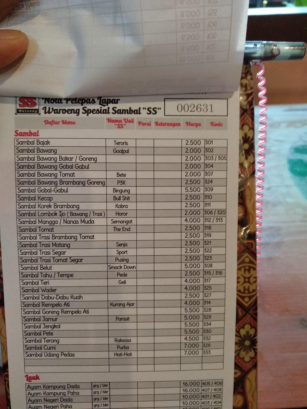 Menu at Spesial Sambal SS. Ungaran restaurant, Ungaran