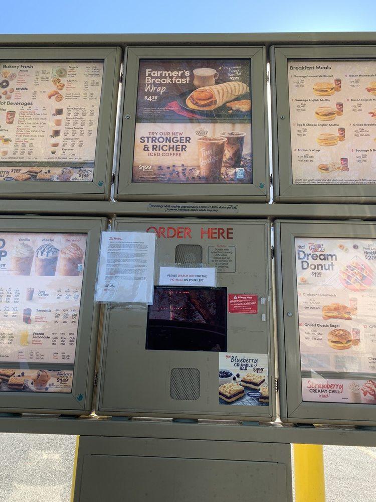 Menu at Tim Hortons cafe, Toronto, The Queensway