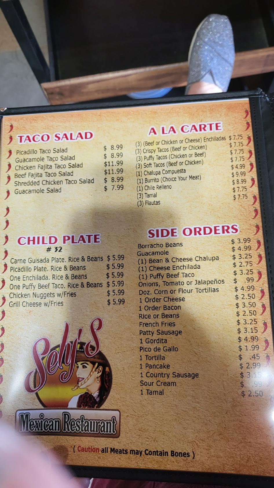 Menu at El cowboy restaurant grill, Seguin