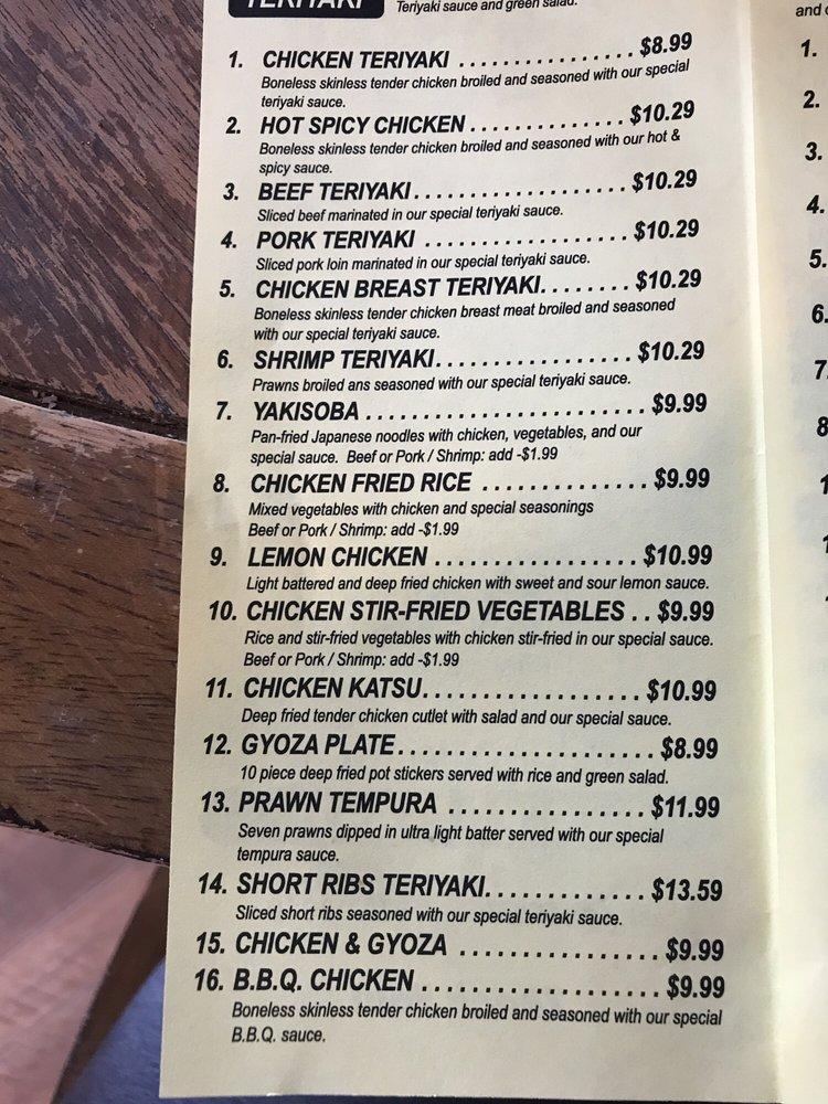 Menu at Oshio 2 Teriyaki & Burger restaurant, Black Diamond
