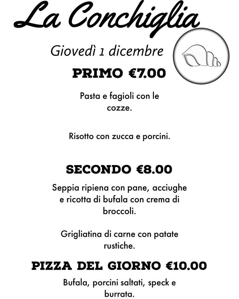 Menu at Ristorante Pizzeria La Conchiglia, Legnano
