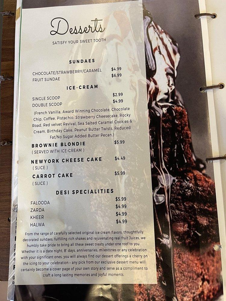 Menu at Spice Village restaurant, Herndon