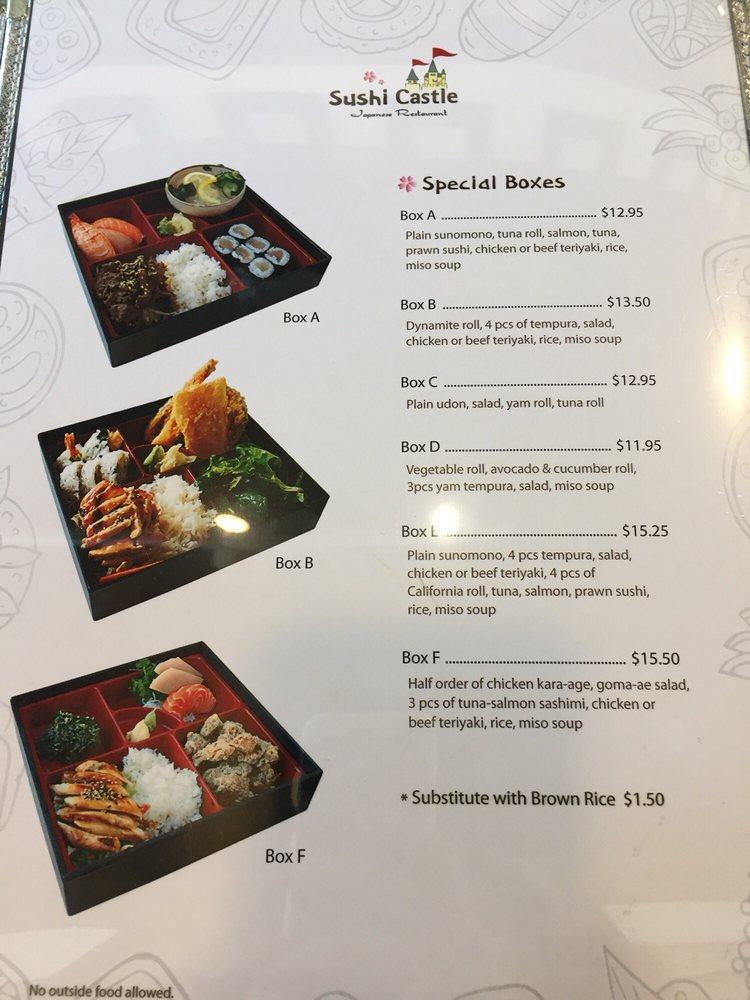 Menu at Sushi Castle restaurant, Surrey