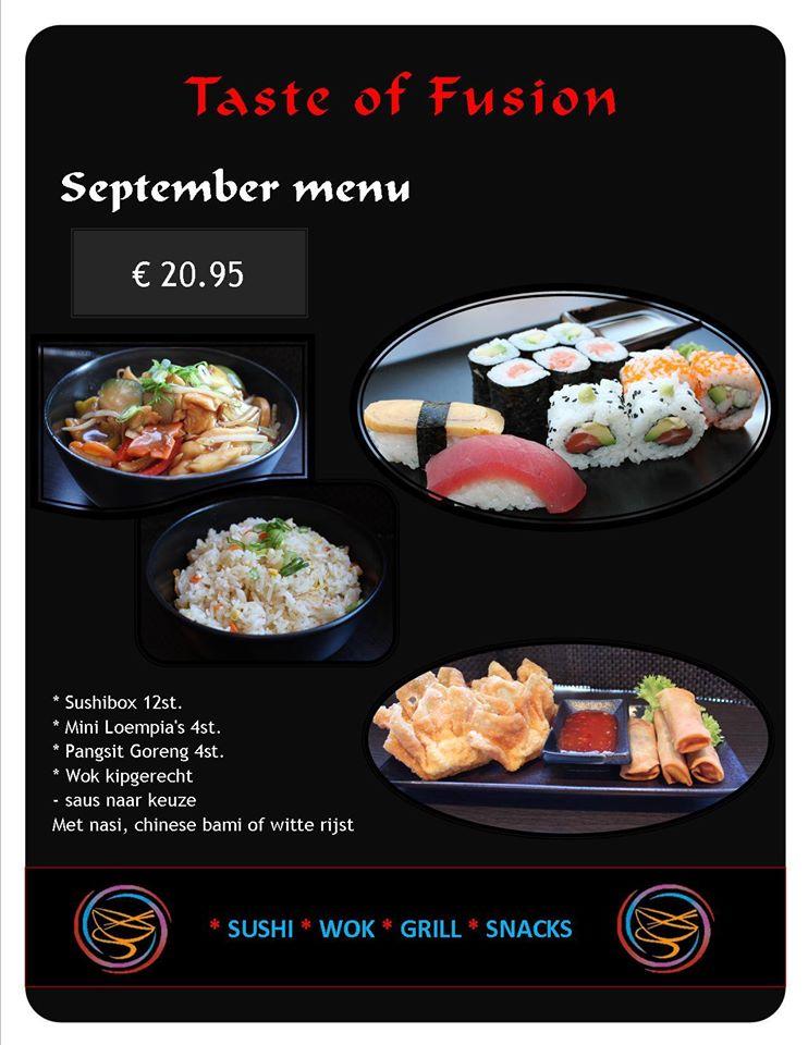 Speisekarte von Taste of Fusion, Lisse
