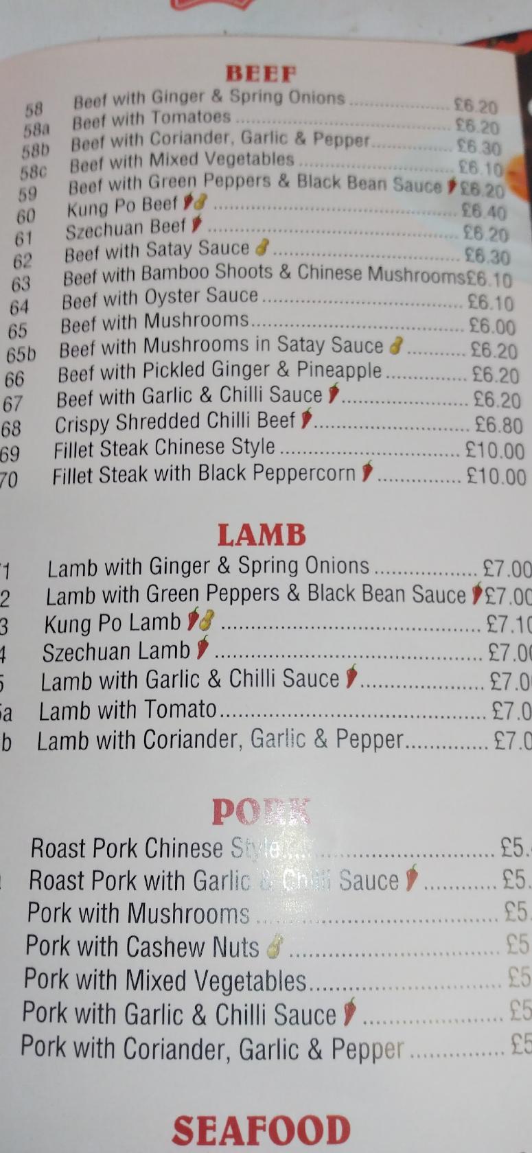 Menu at The Mandarin fast food, Ventnor