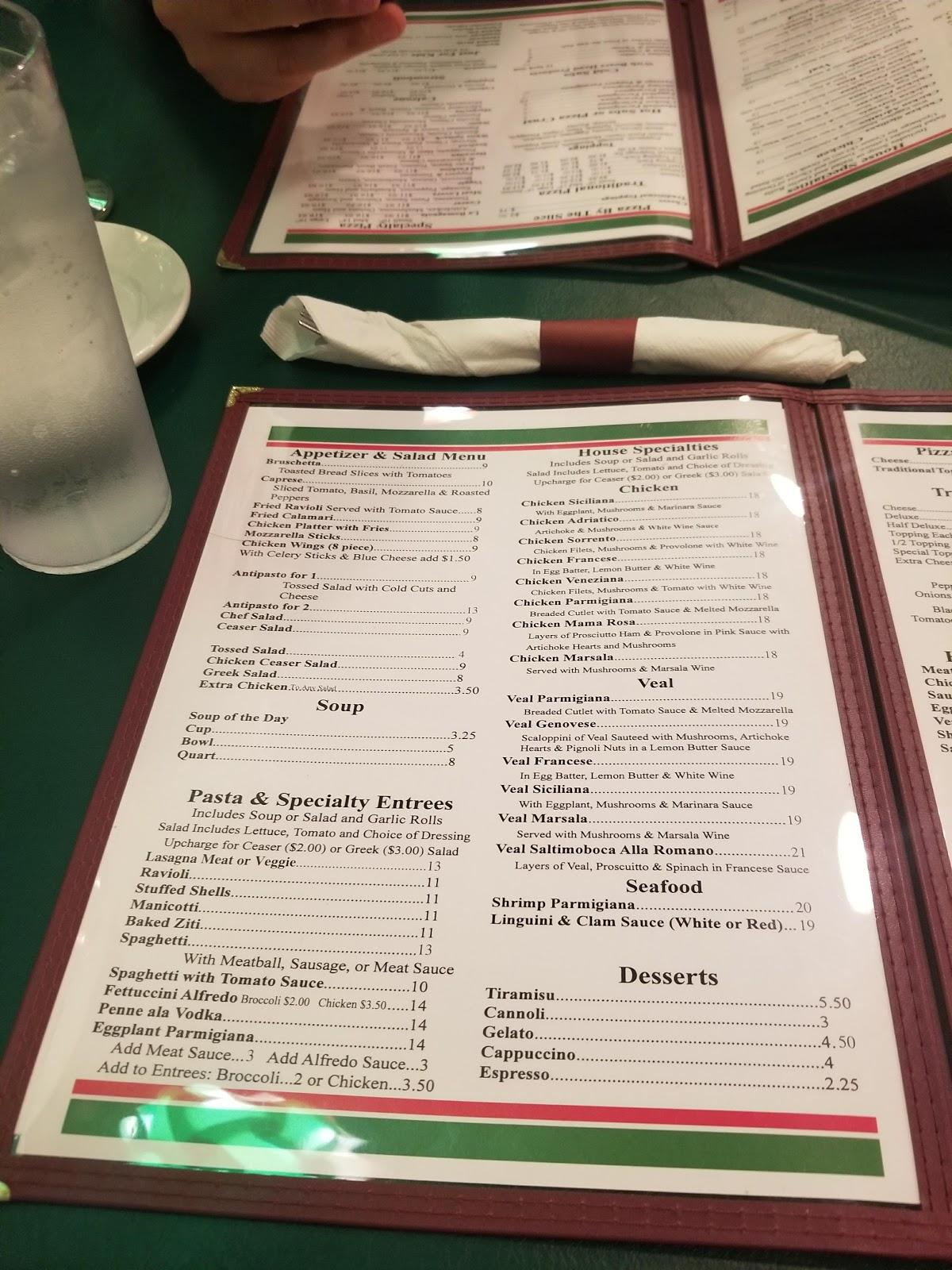 Menu at The Roman Oven pizzeria, Braselton