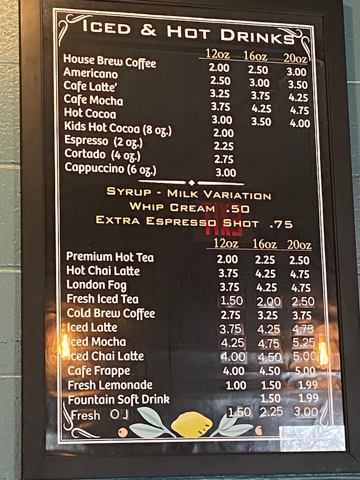 Menu at True Brew Coffee House, Lyndon