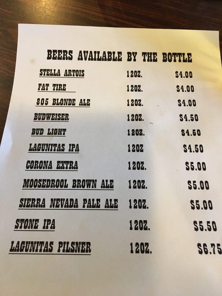Menu at Badwater Saloon pub & bar, Stovepipe Wells, 51880 Highway 190