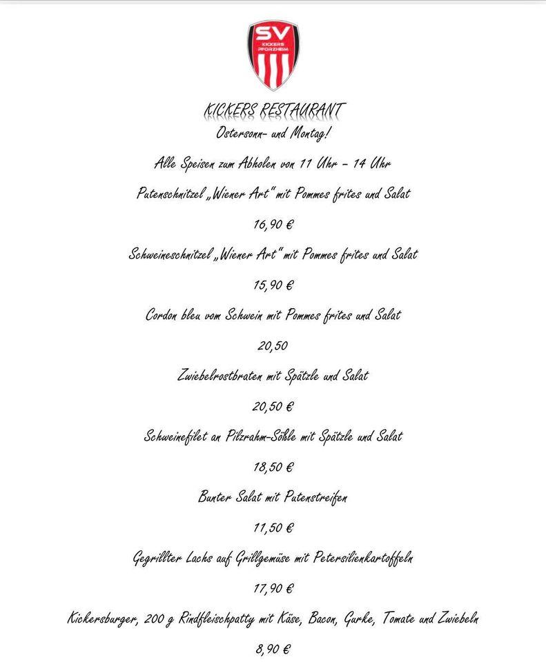 Menu at Kickers Restaurant, Pforzheim