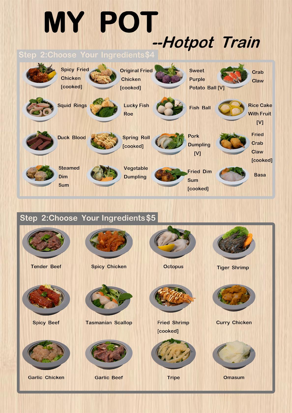 Menu at MyPot restaurant, Hobart