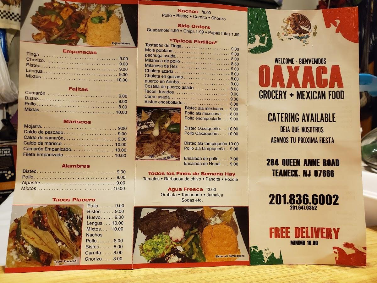 Menu at Oaxaca Grocery y antojitos mexicanos, Teaneck