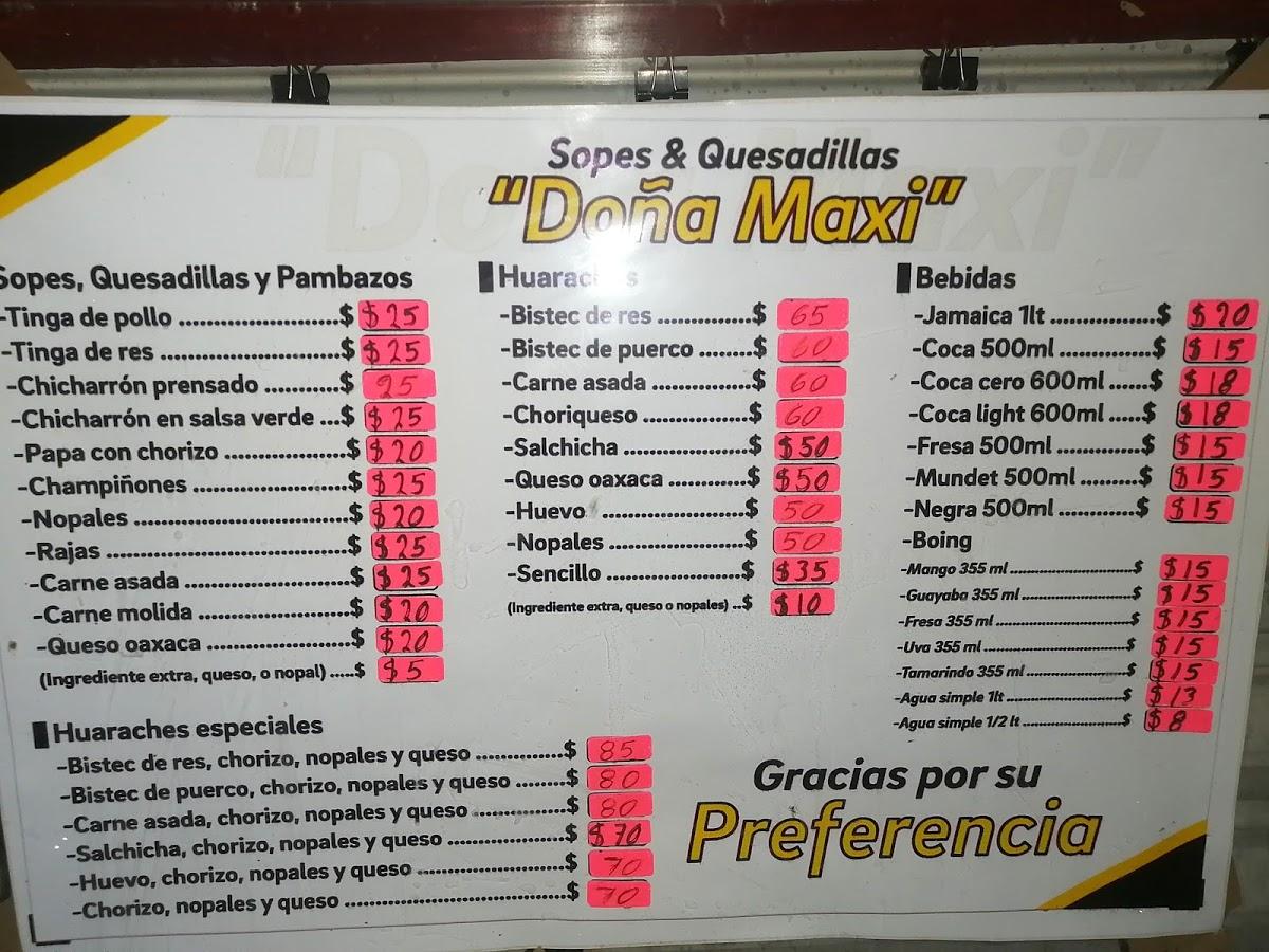 Menu at Doña Maxi restaurant, Kanasín