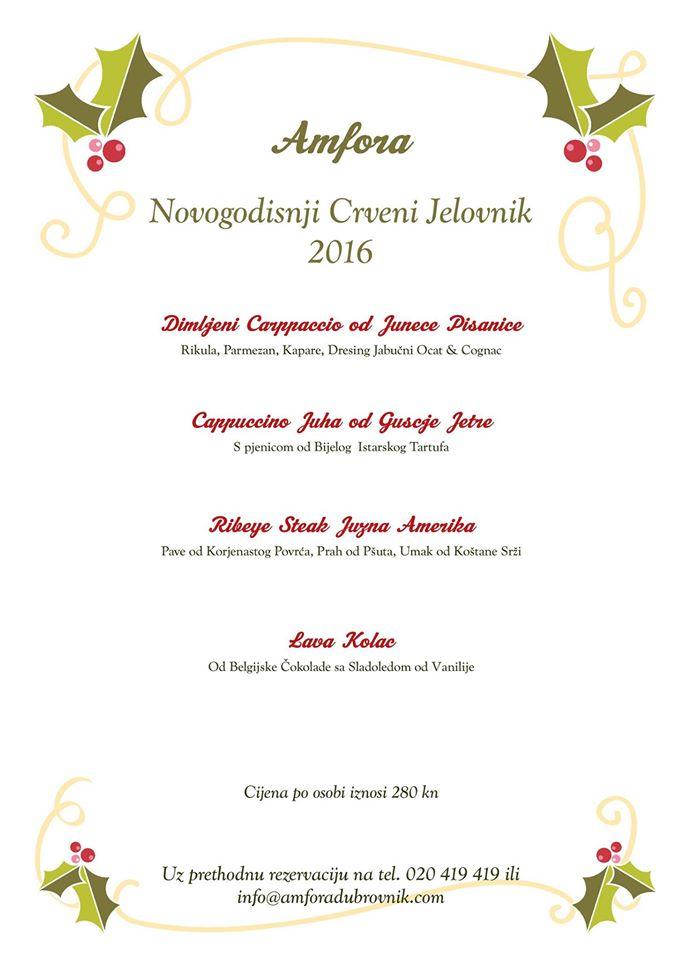 Carta de Amfora Restaurant, Dubrovnik (Ragusa)