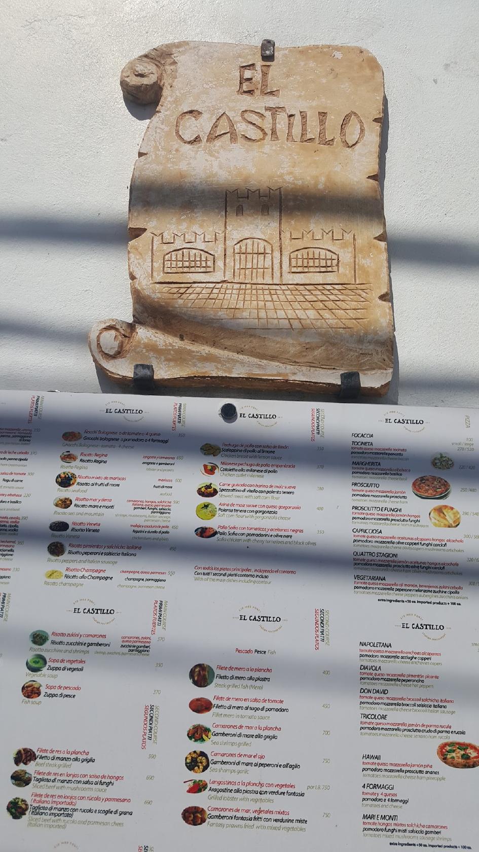 Menu at Restaurante Pizzeria El Castillo, La Romana