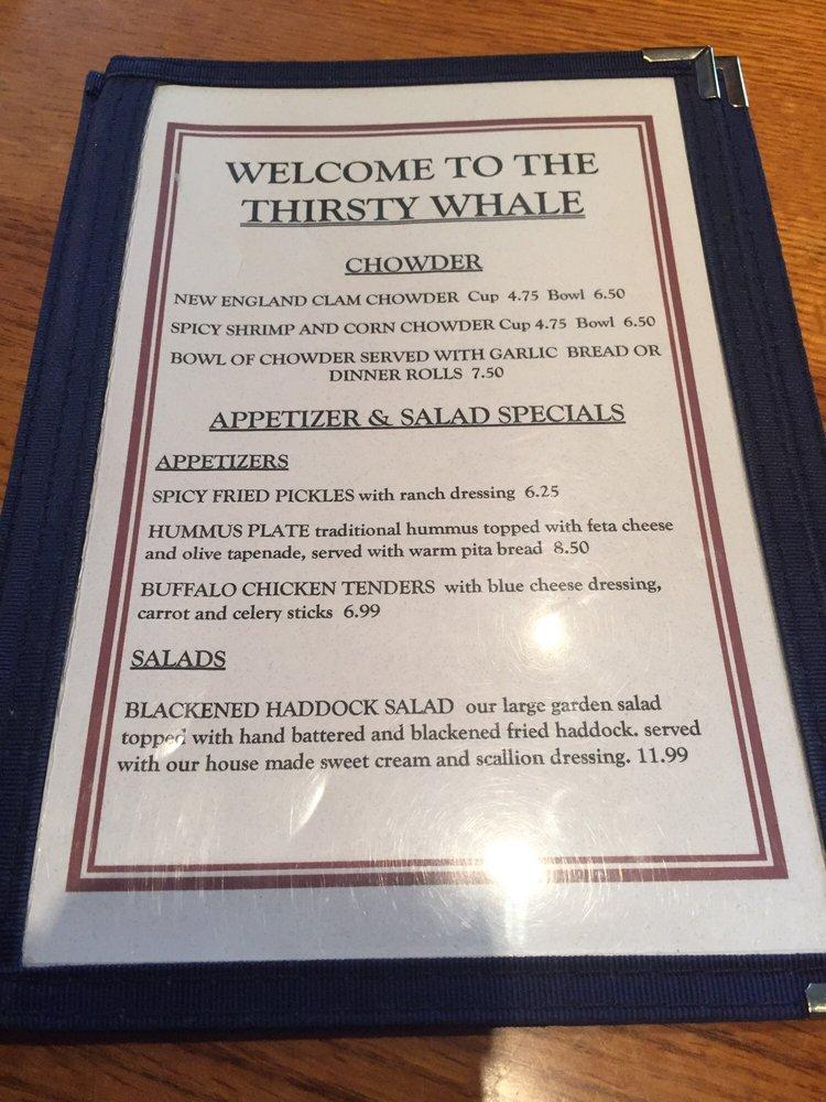 Menu at Thirsty Whale Tavern pub & bar, Bar Harbor