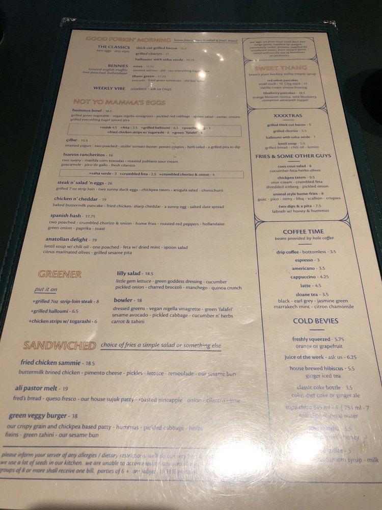 Menu at Good Fork restaurant, Toronto