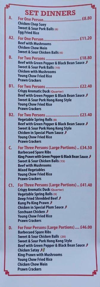 Carta de comida rápida Jade River, Dunstable