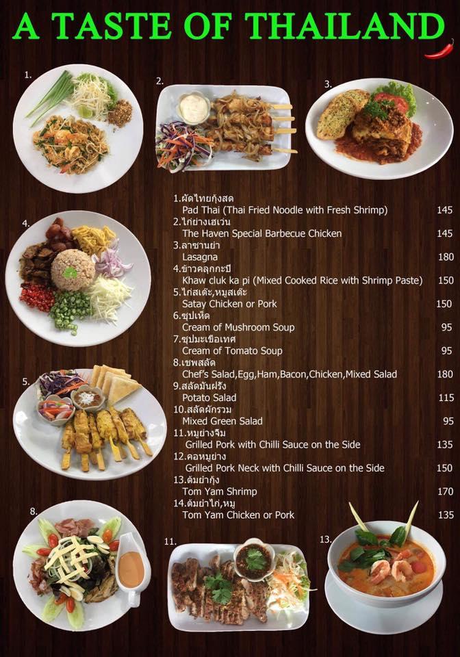 Menu at Taste Of Thailand 313 Soi Lengkee restaurant, Pattaya City