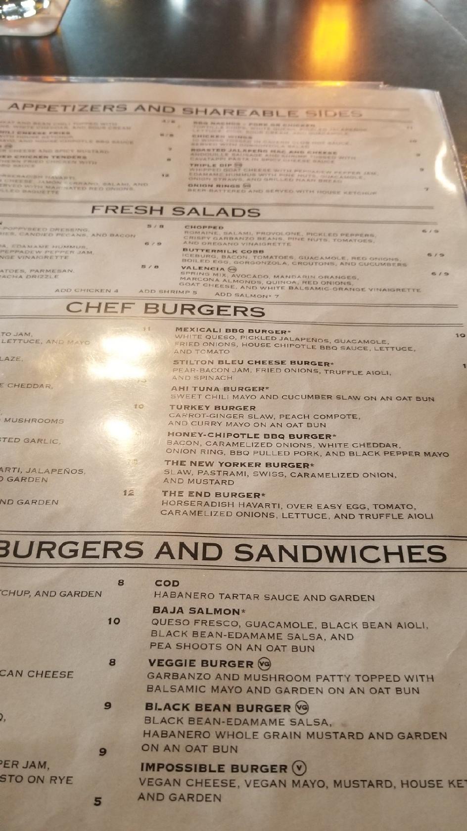 Menu at BRU Burger Bar - Evansville, Evansville