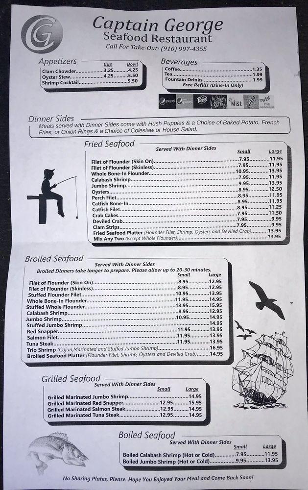 Menu at Captain George Seafood Restaurant, Rockingham