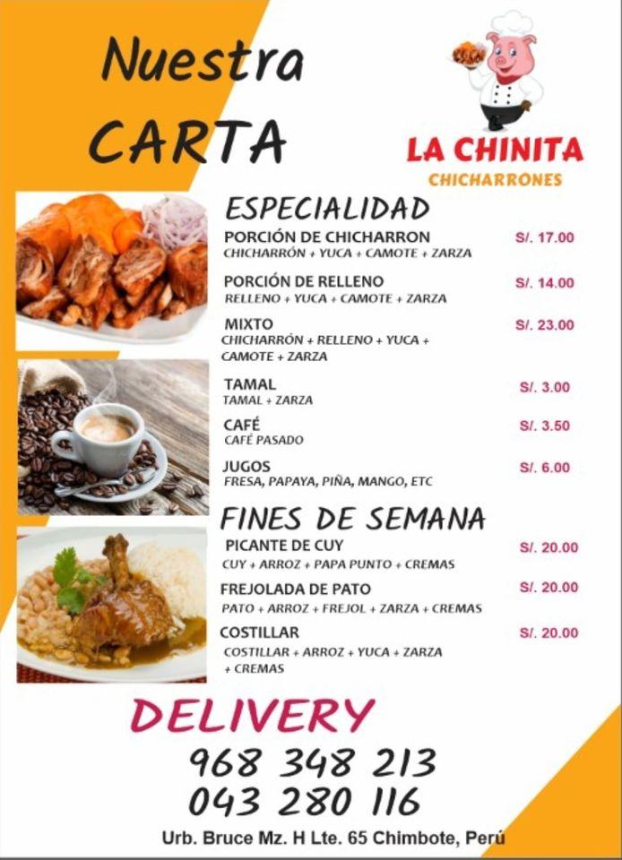 Carta del restaurante Chicharrones La Chinita, Chimbote