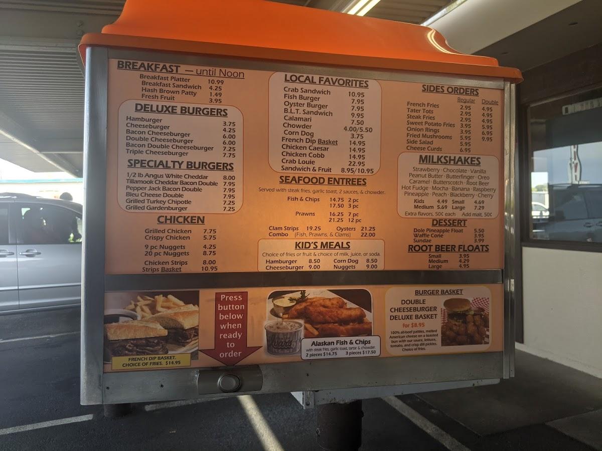 Menu at Fidalgo Drive-In fast food, Anacortes