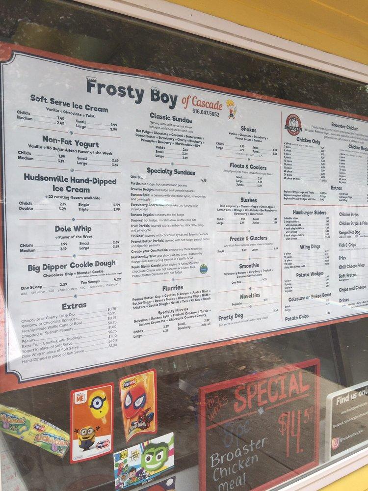 Menu at Frosty Boy of Cascade restaurant, Forest Hills