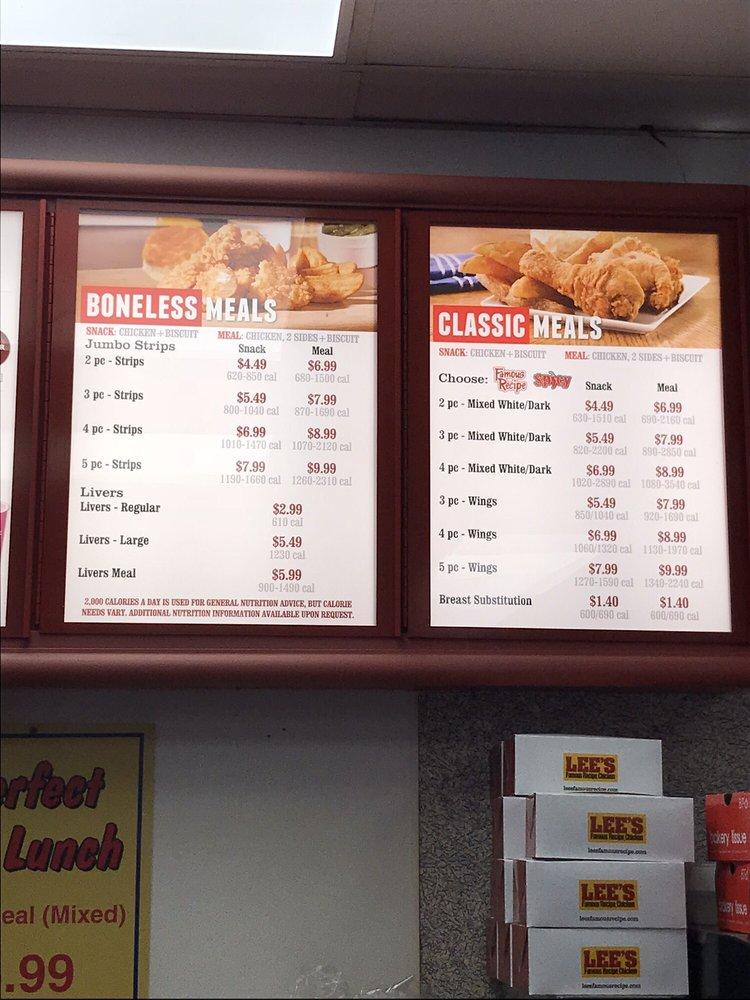 Menu at Lee's Famous Recipe Chicken fast food, Richmond