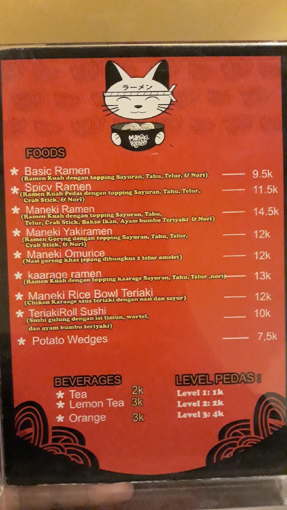 Menu at Maneki Ramen - Boyolali restaurant, Boyolali