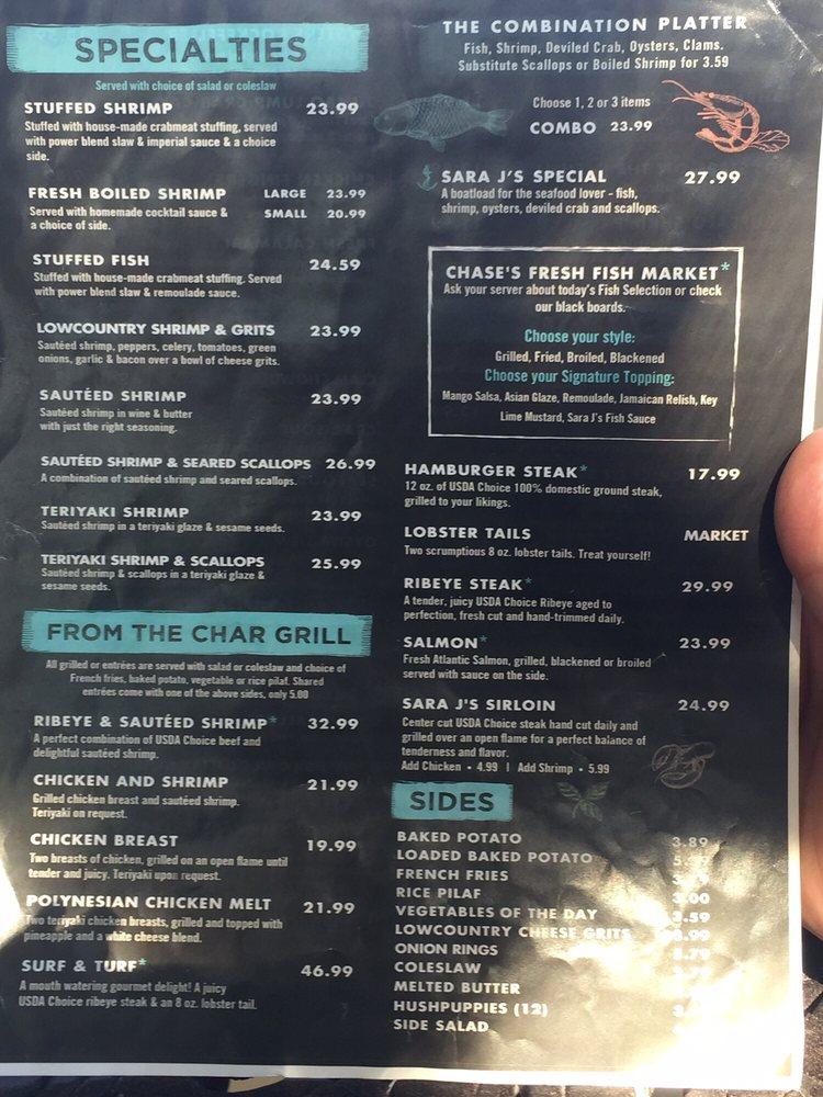 Menu at Sara J's Seafood Restaurant, Garden City, 314 Atlantic Ave